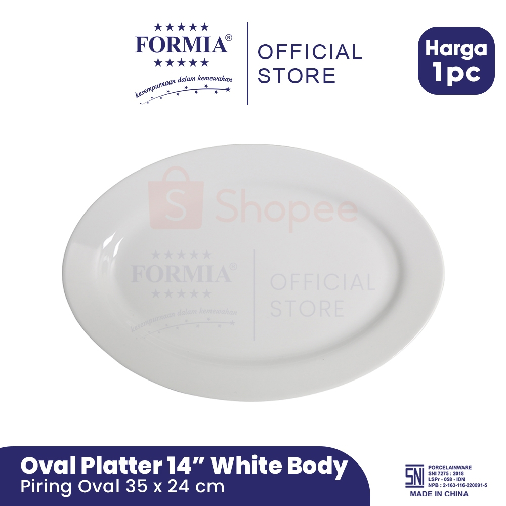 Jual Formia Piring Keramik Oval Platter White Body 14 Inci / pc ...