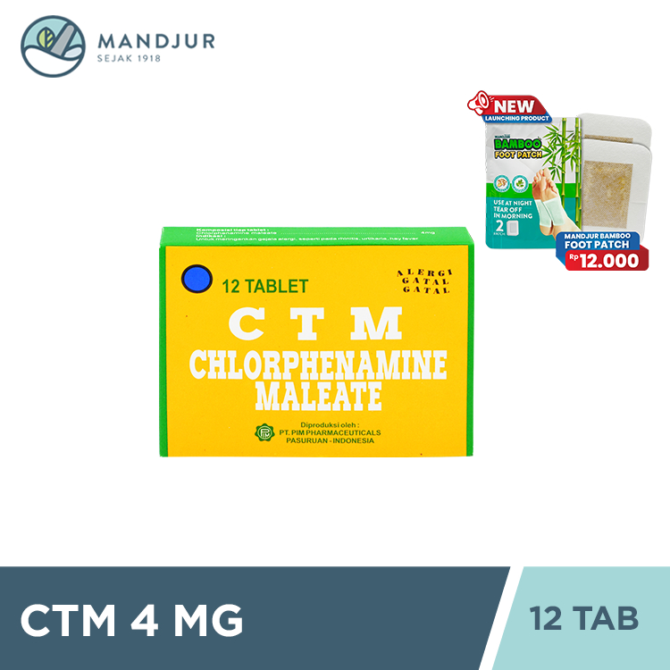 Jual CTM 4 Mg 12 Tablet - Obat Alergi Rhinitis Gatal Gatal dan Biduran ...