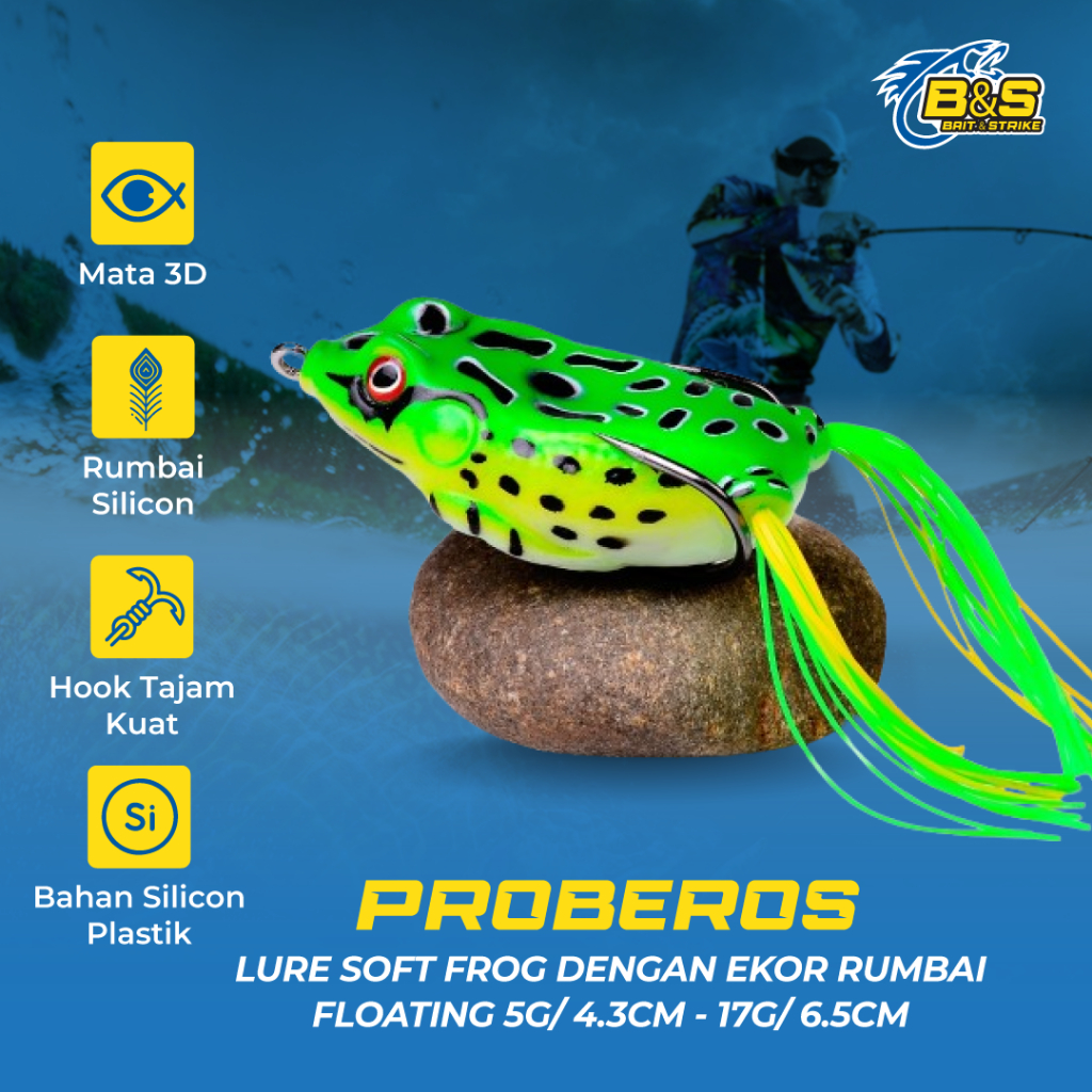 Jual PROBEROS Umpan Katak Lure Umpan Casting Lure Soft Frog Dengan Ekor ...