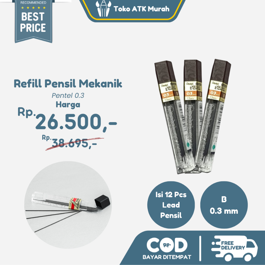 Jual Isi Pensil Mekanik 0.3mm B Pentel Refill | Shopee Indonesia
