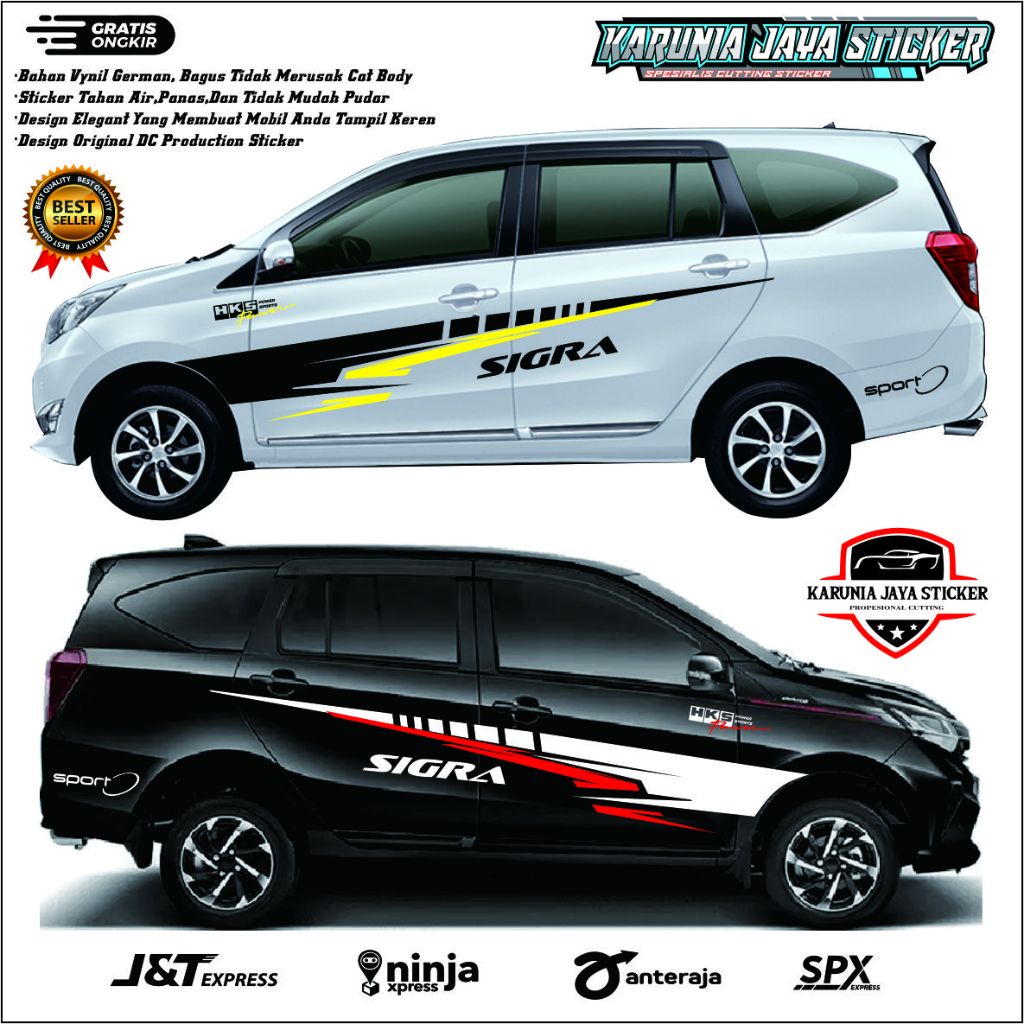 Jual stiker cutting mobil sigra hitam putih promo list stiker mobil ...
