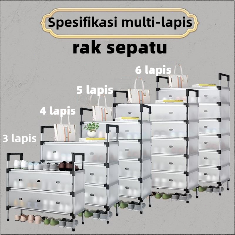 Jual [with cover] Rak Sepatu Anti Debu 3/4/5/6 lapis/ Rak sepatu ...
