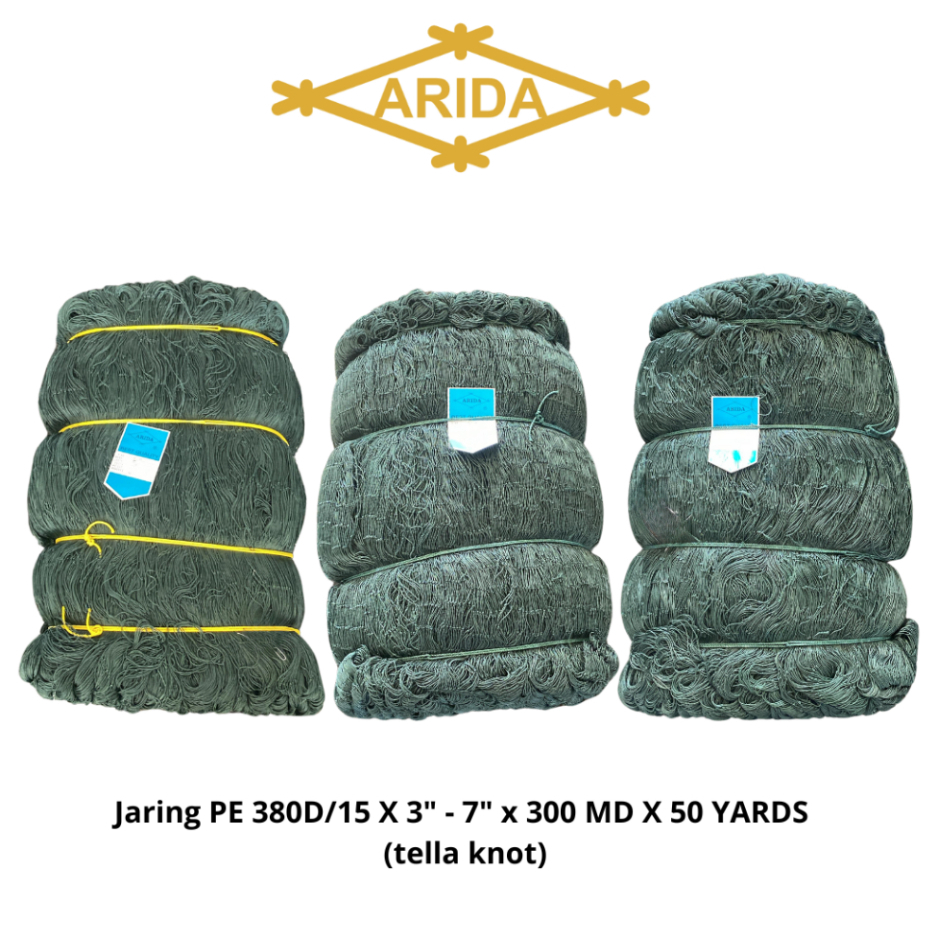 Jual Jaring PE Arida 380D/15 X 3" - 7" x 300 MD X 50 YARDS (tella knot ...