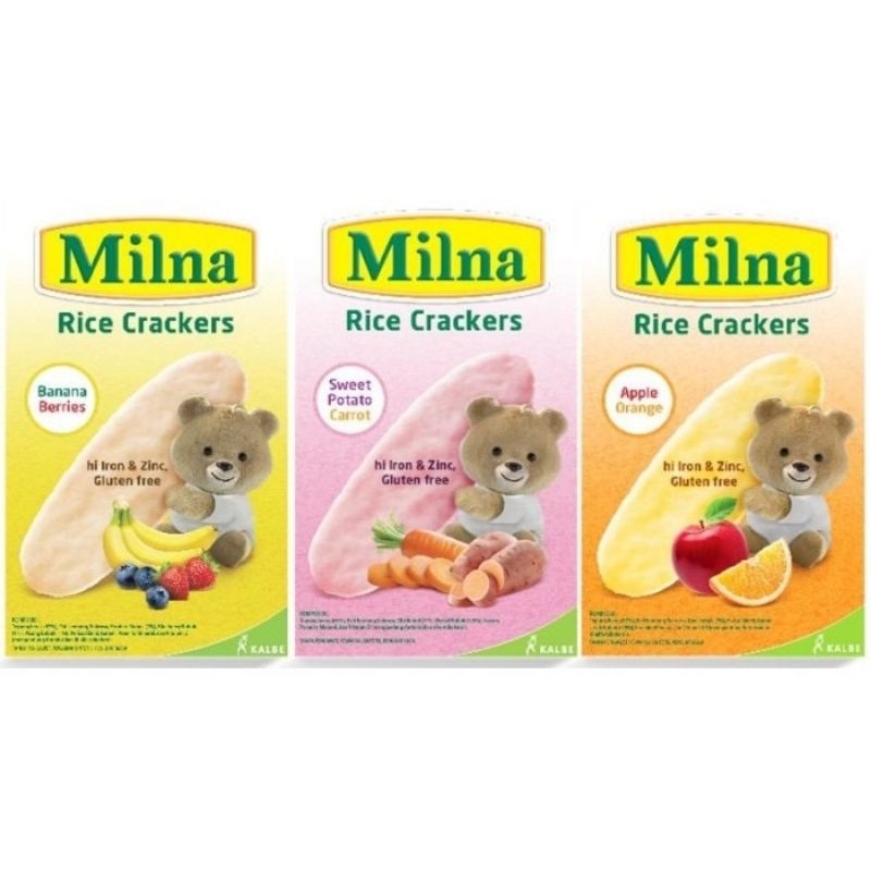 Jual Milna Rice Crackers Apple Orange, Sweet Potato Carrot dan Banan ...