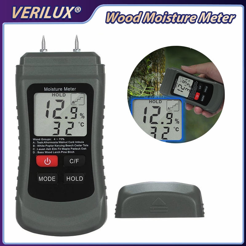Jual Verilux Wood Moisture Meter Kayu Kertas Pengukur Kadar Air Paper ...