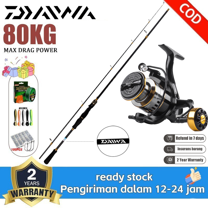 Jual DAIWA Reel Pancing Set Portable Fishing Rod Reel Set 2 Section 12 ...