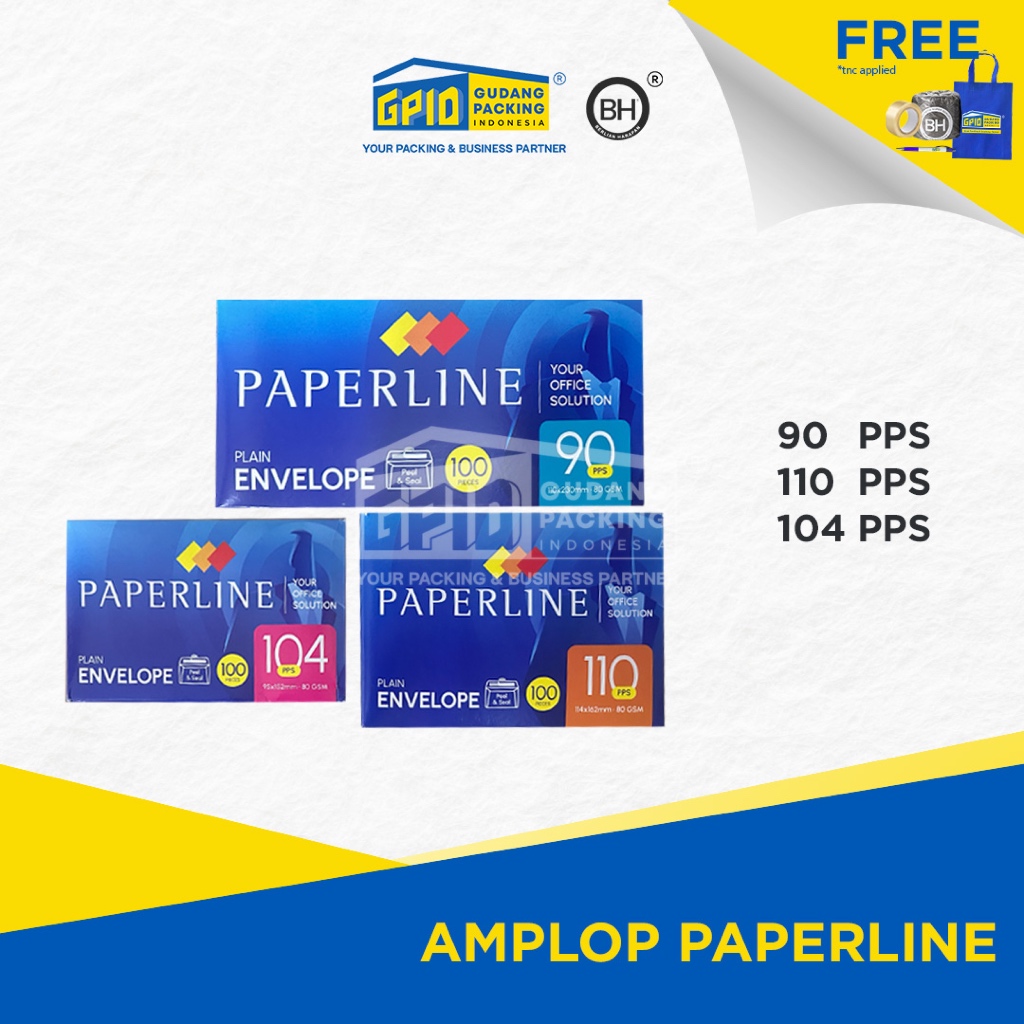 Jual PAPERLINE - Amplop Plain Putih Polos 90/ 104/ 110 PPS 80gsm isi 100pcs | Shopee Indonesia