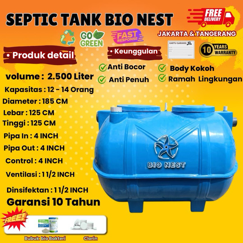 Jual septic tank bio biotech biotaff biofilter biotank bionest 2.500 ...