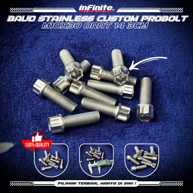 Jual BAUT BAUD M10x30 DRAT 14 3 CM CUSTOM PROBOLT STAINLESS 2 KUNCI ...