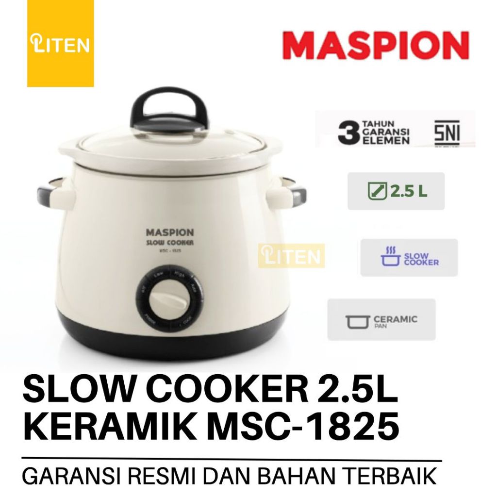 Jual Slow Cooker MASPION 2.5L MSC1825 / Alat Masak Makanan Bayi 2.5 ...