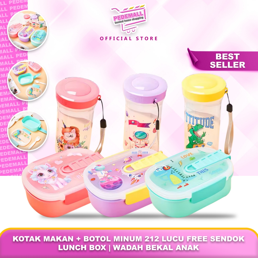 Jual Kotak Makan + Botol Minum 212 Lucu Free Sendok | Lunch Box | Wadah Bekal Anak | Shopee ...
