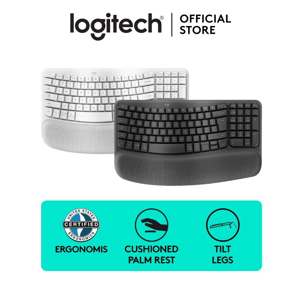 Jual Logitech Wave Keys Keyboard Ergonomis Wireless, Bluetooth dan ...