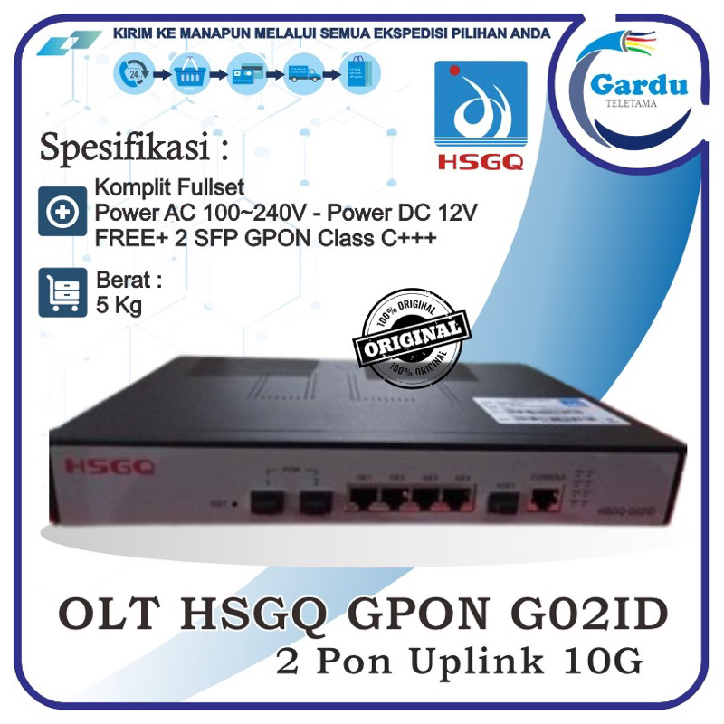 Jual NEW OLT HSGQ 2 Pon GPON Tipe G02ID Uplink 10G Power AC-DC Layer 3 include free 2 SFP HSGQ ...