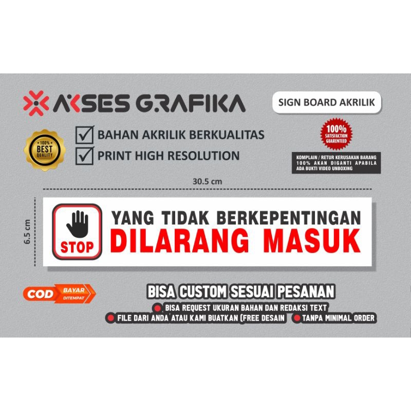 Jual Akrilik Sign Board/Signage Dilarang Masuk | Shopee Indonesia