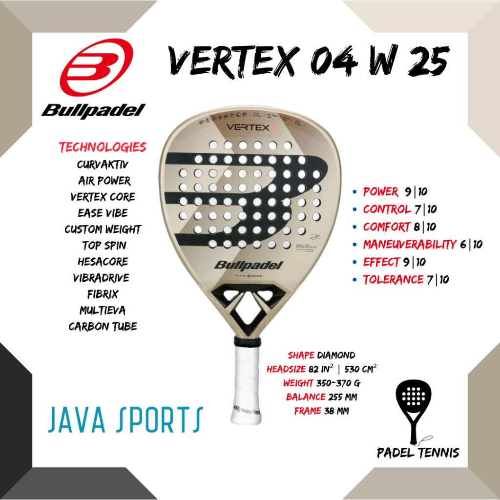 Jual Raket Padel Tenis Bullpadel VERTEX 04 WOMAN 25 Official Resmi ...
