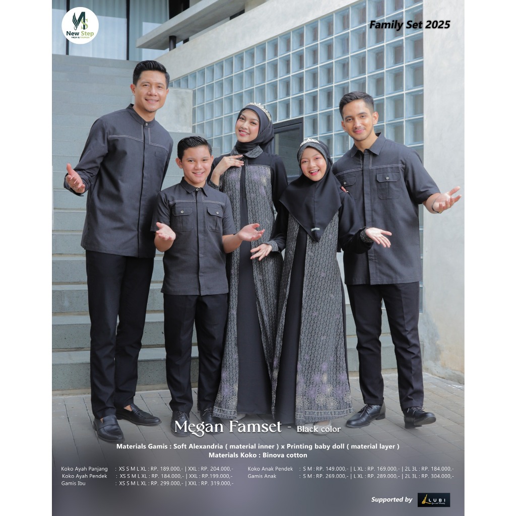 Jual Sarimbit Keluarga 2025 SSARIMBIT NEW STEP MEGAN FAMILY BLACK ...