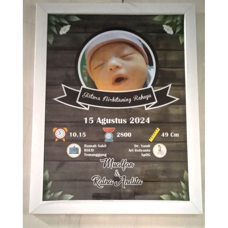 Jual Biodata bayi / Frame foto bayi ukuran 30 x 40 / pigura bayi ...