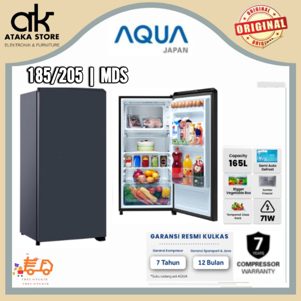 Jual KULKAS AQUA 1 PINTU 185MDS / 205MDS Kulkas 1 Pintu Aqua Kulkas ...