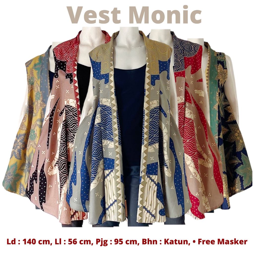 Jual VEST MONIC JUMBO TANPA LENGAN / VEST BATIK TERBARU / BAJU NGANTOR ...