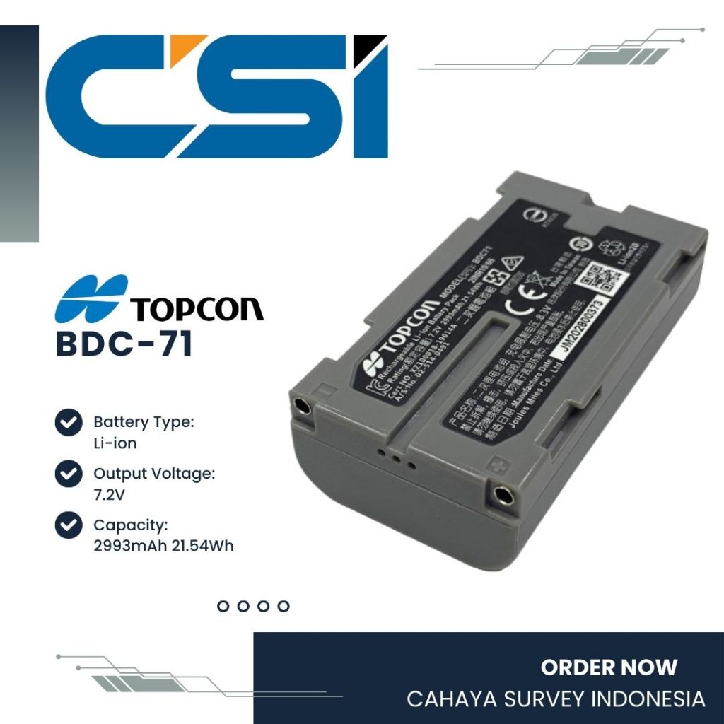 Jual BATTERY BDC71 BATERAI BDC 71 TOTAL STATION TOPCON ES GM - SOKKIA ...
