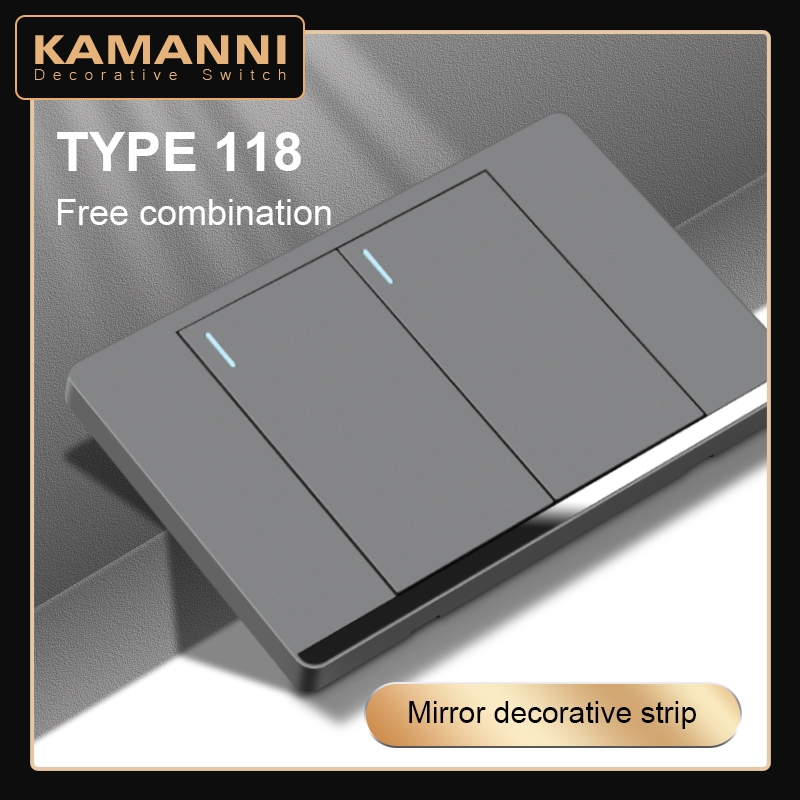 Jual 2025 Saklar Gray 118 Wall Light Switch 1/2/3/4 Gang 1Way 4-hole ...