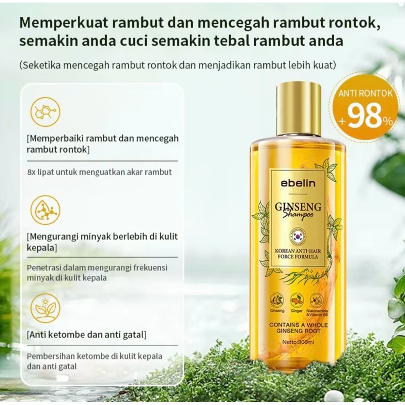 Jual EBELIN ANTI HAIR FALL SHAMPOO PERAWATAN RAMBUT RONTOK GINSENG ANTI KETOMBE ORIGINAL 100% ...