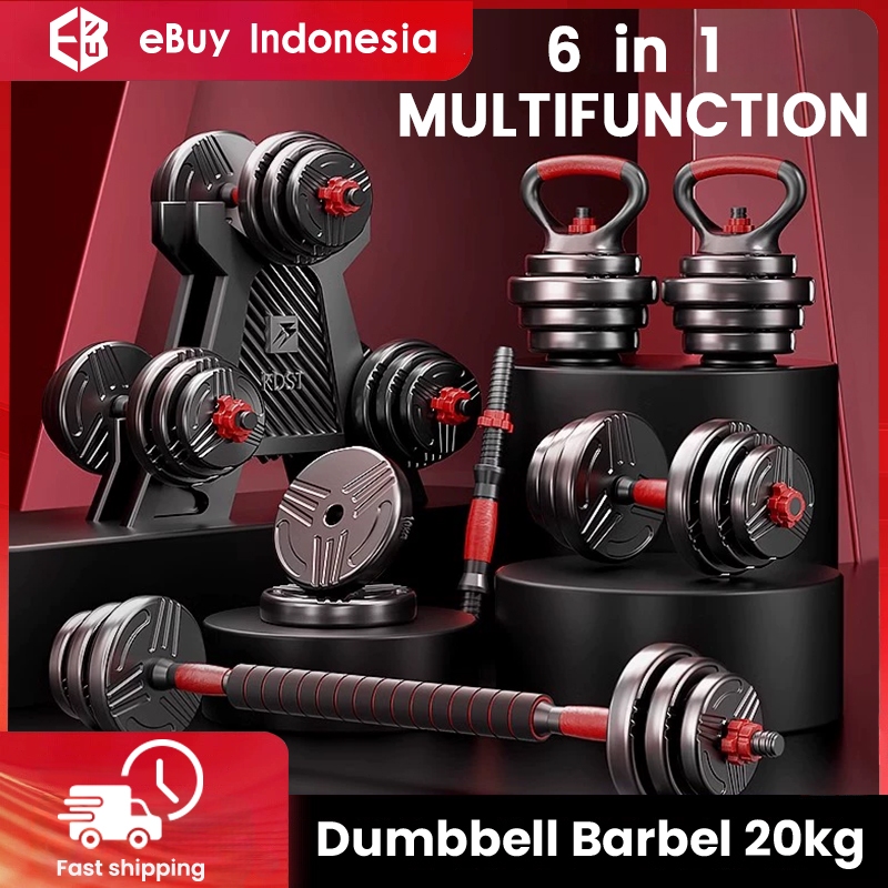 Jual Dumbbell Barbel set peralatan fitness 20 kg bisa disambung Tiang Angkat EBUY 010-77 ...