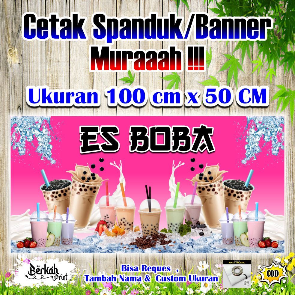Jual Spanduk Banner Es Boba Ukuran 100 cm x 50 cm | Shopee Indonesia