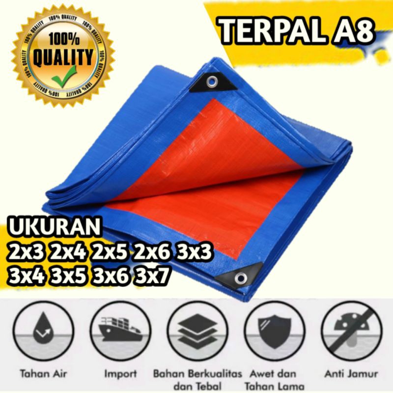 Jual terpal plastik A8 Korea ukuran 2x3 2x4 2x5 2x6 3x3 3x4 3x5 3x6 3x7 waterproof tahan air ...