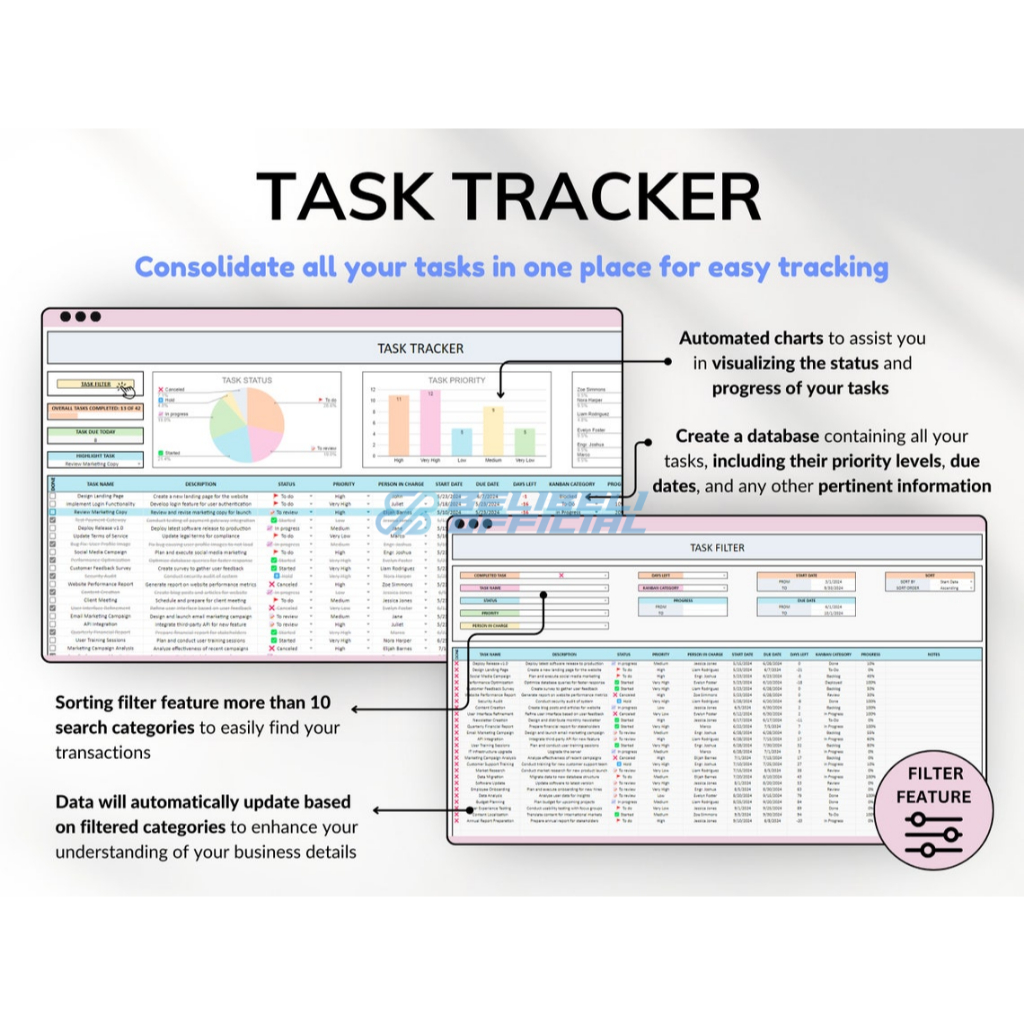 Jual Project Management Tool - Excel Spreadsheet Template - Task ...