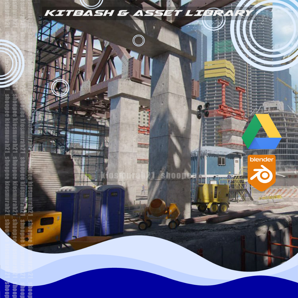 Jual KitBash3D - Construction Zone Kitbash 3D Blender 3D Model Asset Library Blender 3D | Shopee ...