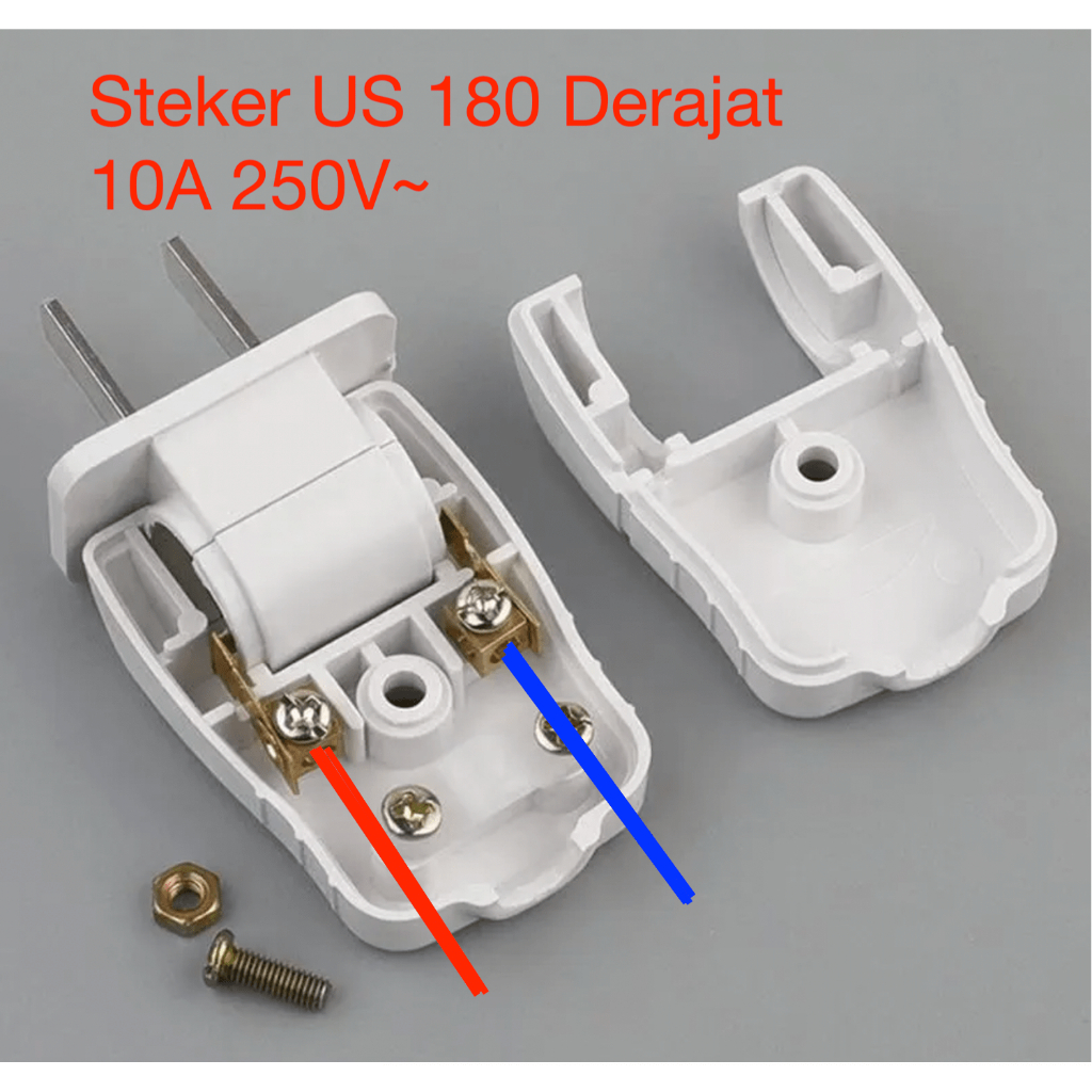Jual Colokan Steker Listrik kaki 2 Pin Rotasi 180 derajat Steker Over ...