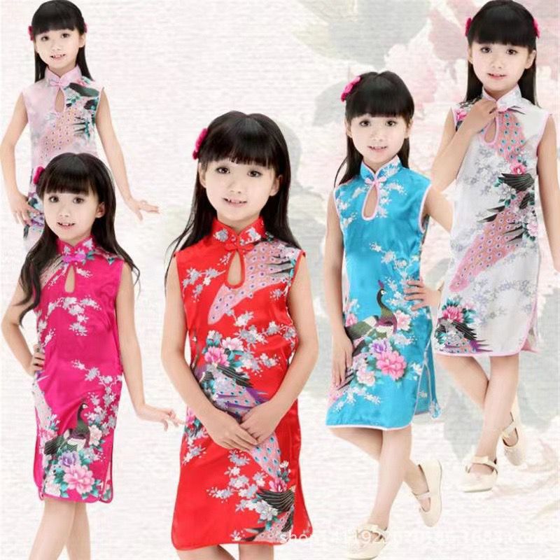 Jual cheongsam anak perempuan motif phoenix phoeny pakaian adat ...