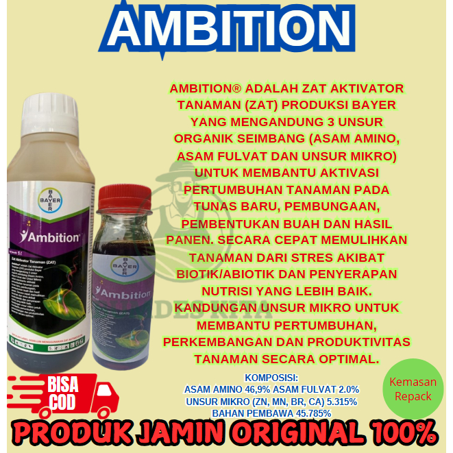 Jual Ambition Bayer 100 Ml Pupuk Asam Amino Tanaman Zat Aktivator Fulvat Kemasan Repack | Shopee ...