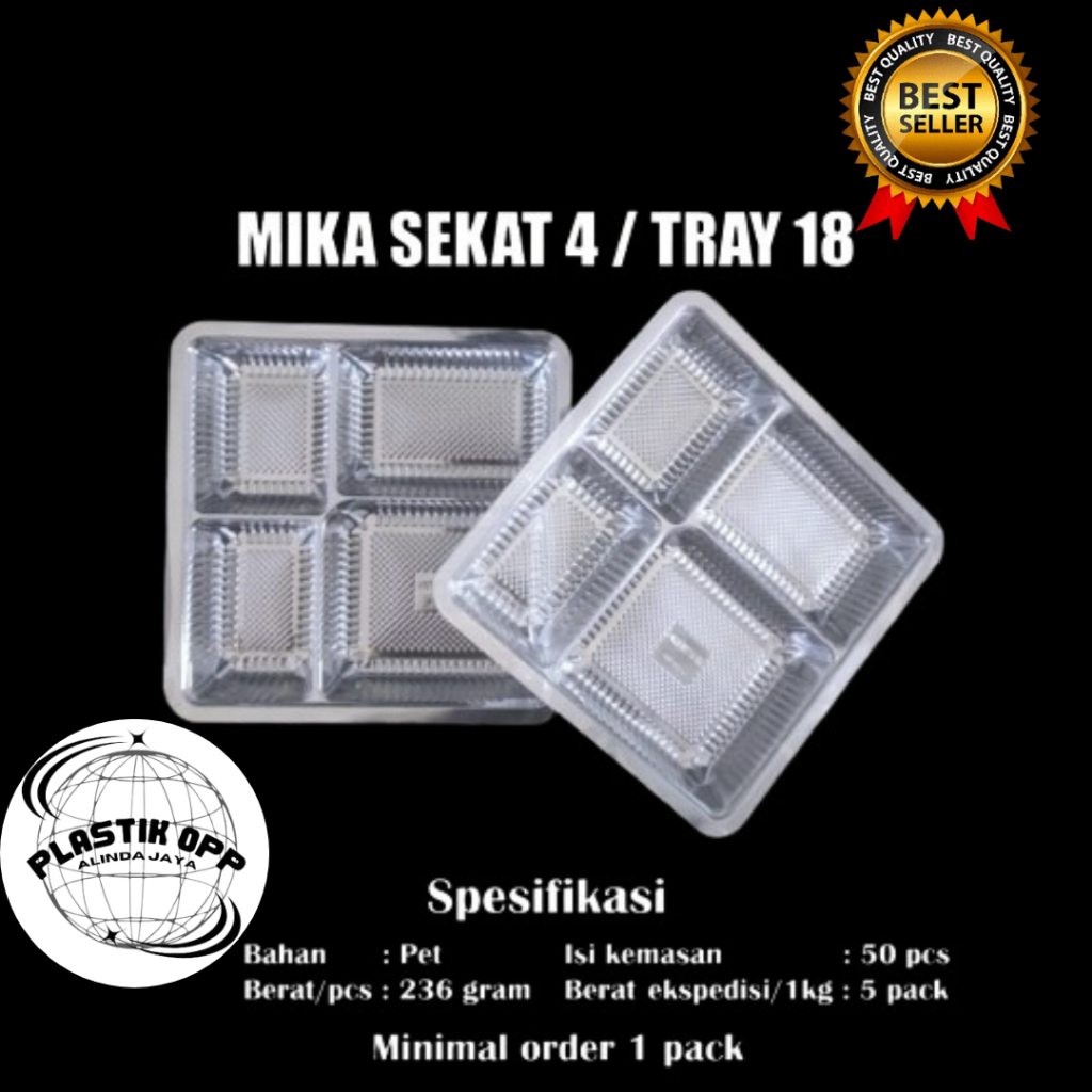 Jual Mika Sekat 4 Nasi Box Tray 18 isi 50pcspcs / Nasi Kotak Ukuran 18x18 | Shopee Indonesia
