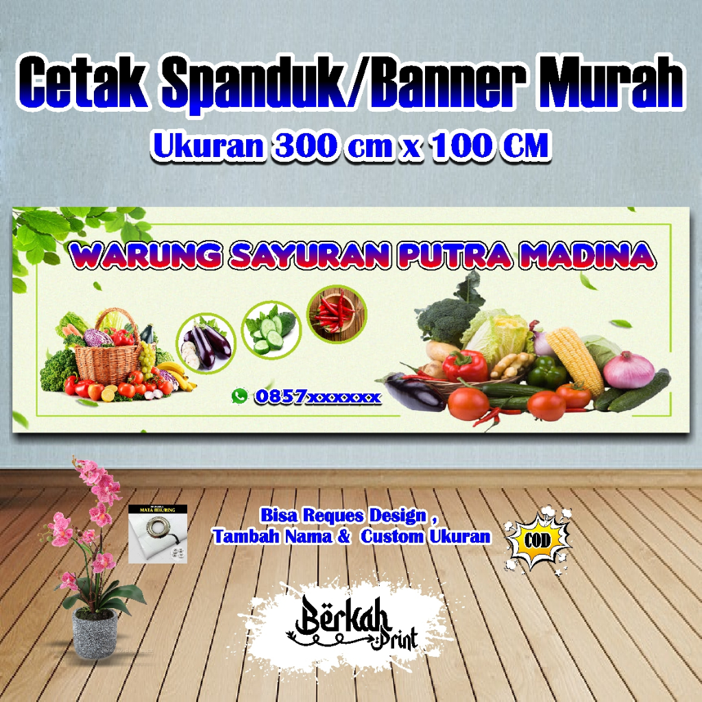 Jual Spanduk Banner Jual Sayuran Ukuran 3 meter x 1 meter | Shopee ...