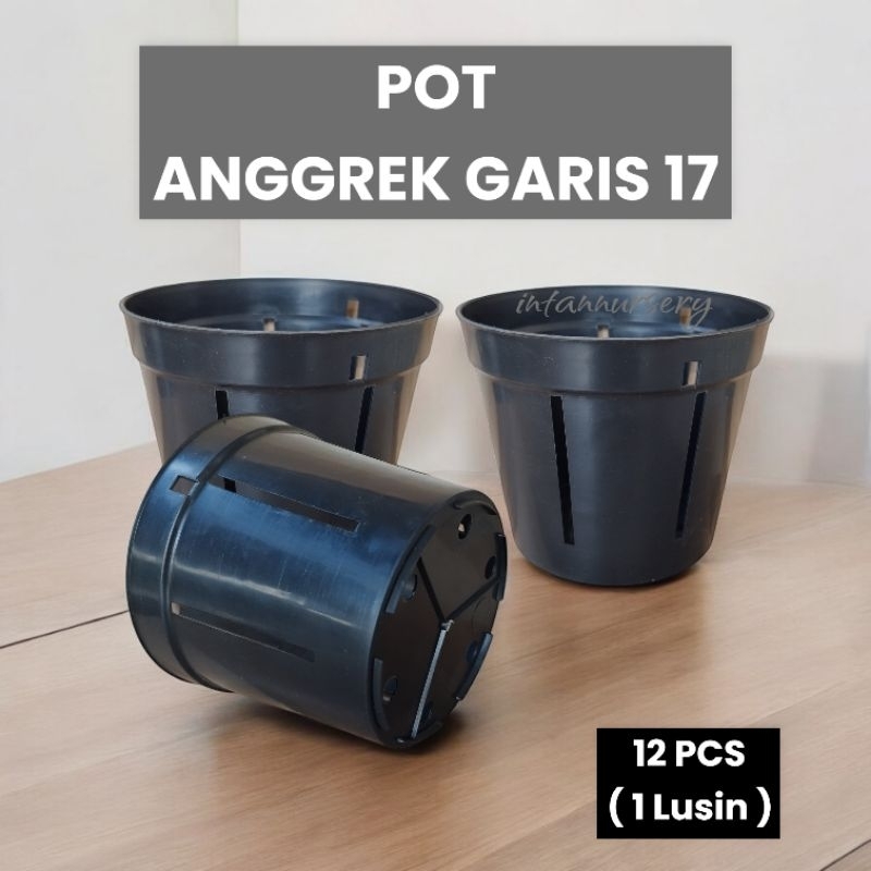 Jual Pot Anggrek Garis 17 Hitam ( 12 PCS ) - Pot Plastik - Pot Anggrek ...