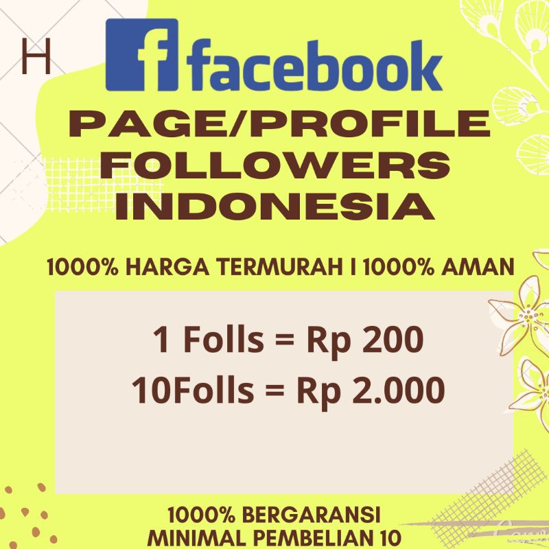 Jual FOLLOWERS FOLLOWER PAGE PROFIL PROFILE INDONESIA INDO FACEBOOK FB ...