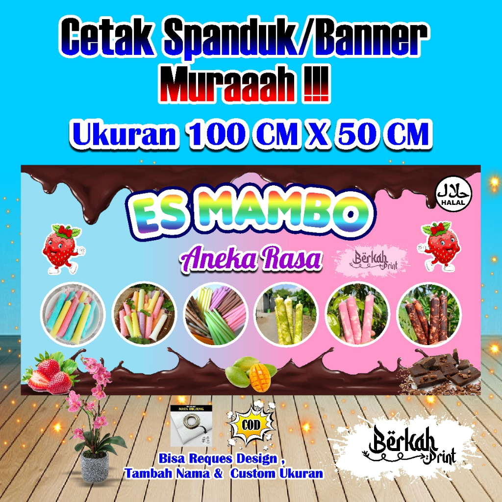 Jual Spanduk Banner Es Mambo Ukuran 100 cm x 50 cm | Shopee Indonesia