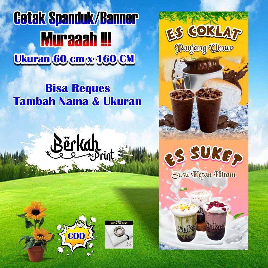 Jual Spanduk Banner Es Coklat & Es Suket Ukuran 60 cm x 160 cm | Shopee ...