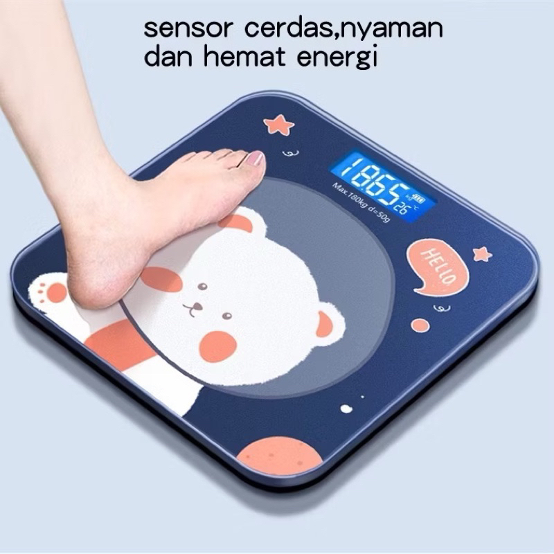 Jual Timbangan Badan Kaca Digital Body Elektronik Kartun 180kg KARTUN ...