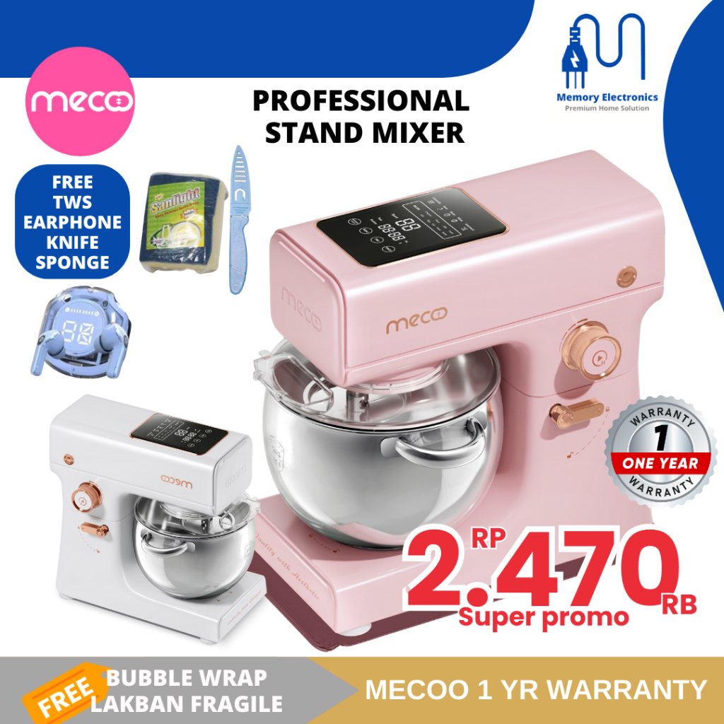 Jual Mecoo Stand Mixer Aestethic Mesin Pembuat Adonan Kue Smart LED ...