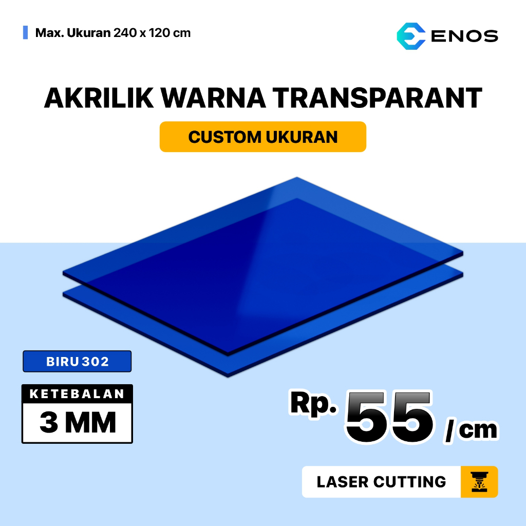 Jual Akrilik Lembaran Transparan Warna Biru 3mm Custom Ukuran /Acrylic ...