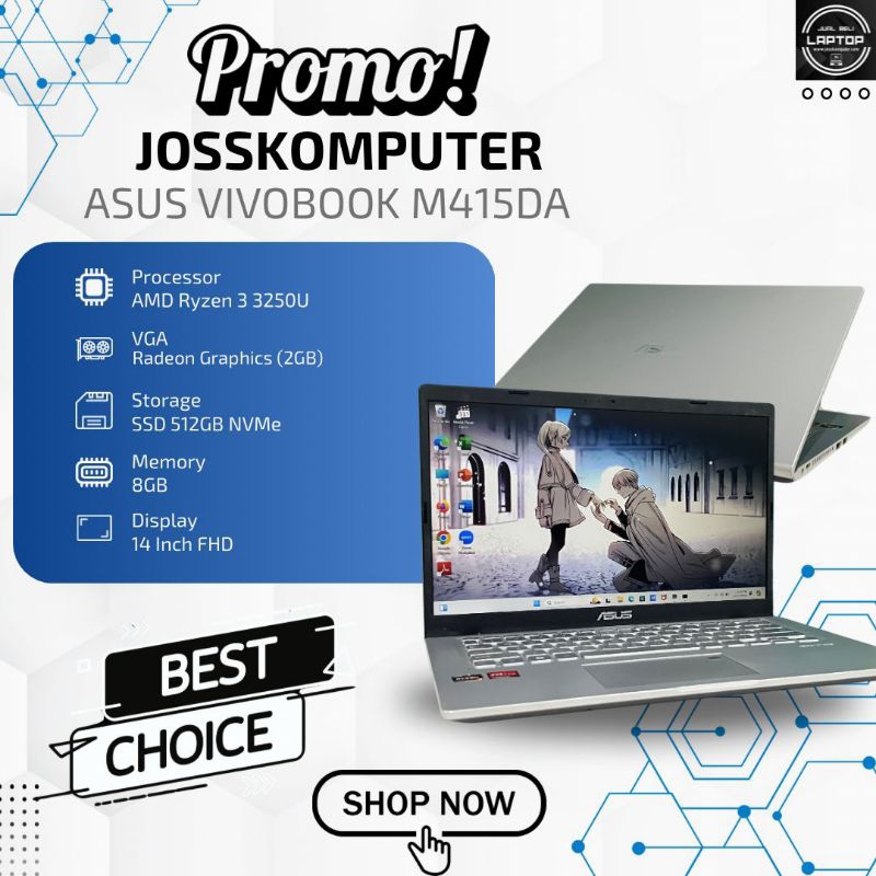 Jual ASUS VIVOBOOK M415DA AMD RYZEN 3 3250U/ RAM 8GB/ SSD 512GB/ 14 ...