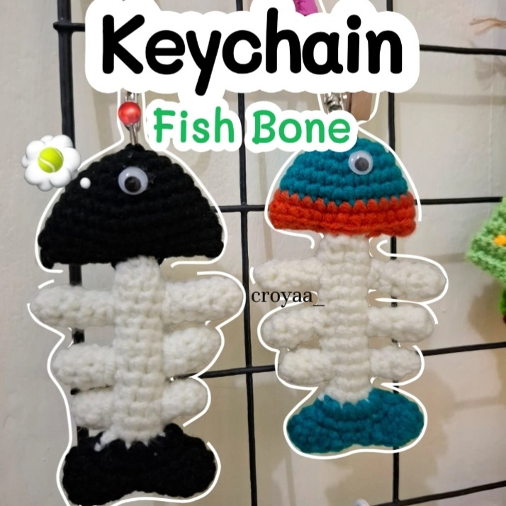 Jual Fishbone Amigurumi Gantungan Kunci Rajut Crochet Kado Unik ...