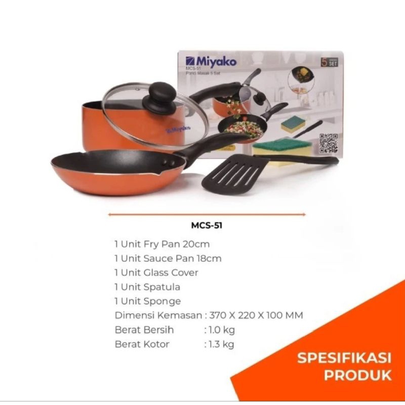 Jual Panci Teflon Set Miyako MCS-51 / MCS 51 / Panci Miyako | Shopee Indonesia
