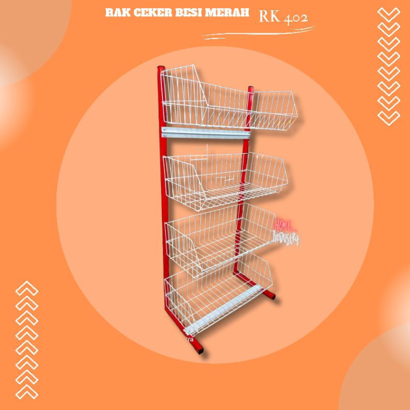 Jual RAK CEKER BESI MERAH RK 402/RAK MINIMARKET/RAK BESI TEBAL/RAK ...
