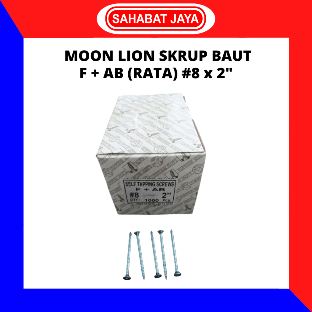 Jual Moon Lion Skrup Baut ( #8 X 2" ) Tapping Screws (F+AB) Kepala Rata ...