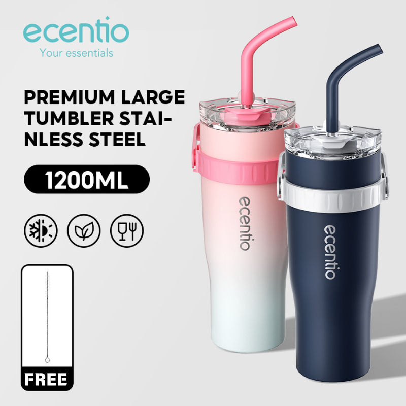 Jual ecentio Tumbler Tahan Panas Dingin 24 jam Botol Minum 1200ml ...