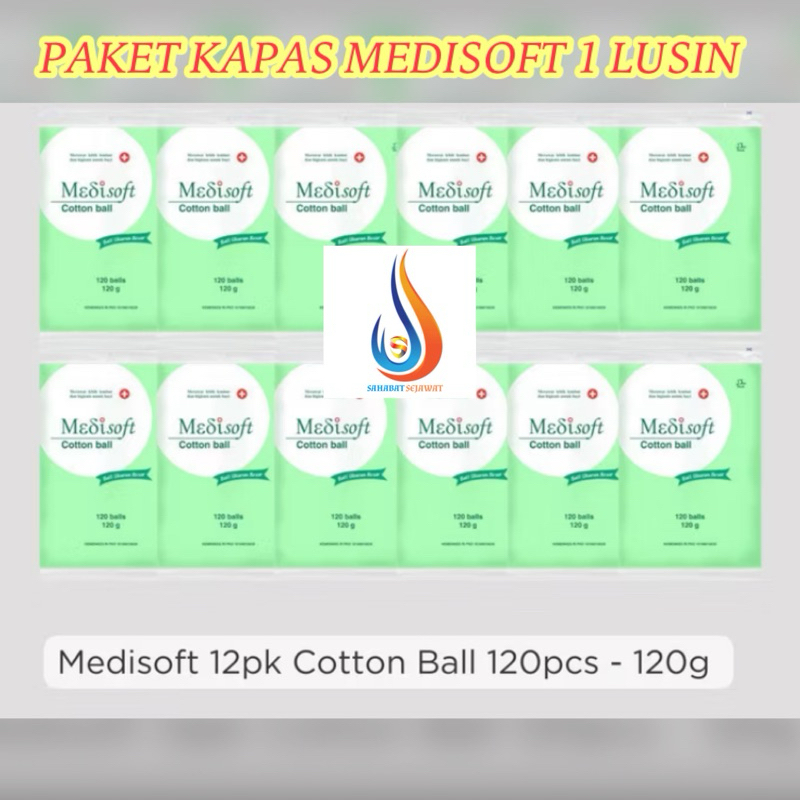 Jual PAKET KAPAS BOLA MEDISOFT 120 Gram WARNA HIJAU PER LUSIN ISI 12 ...